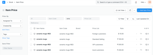 Create Price List In ERPNext
